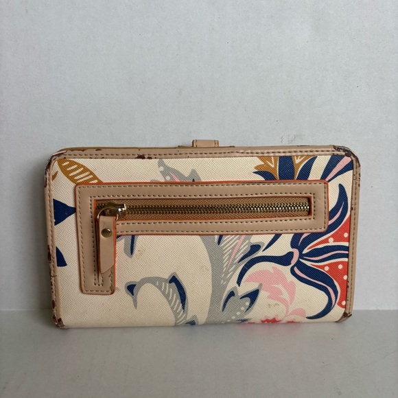 Spartina 449 | Bags | Spartina 449 Leather Trim Trifold Wallet Floral ...